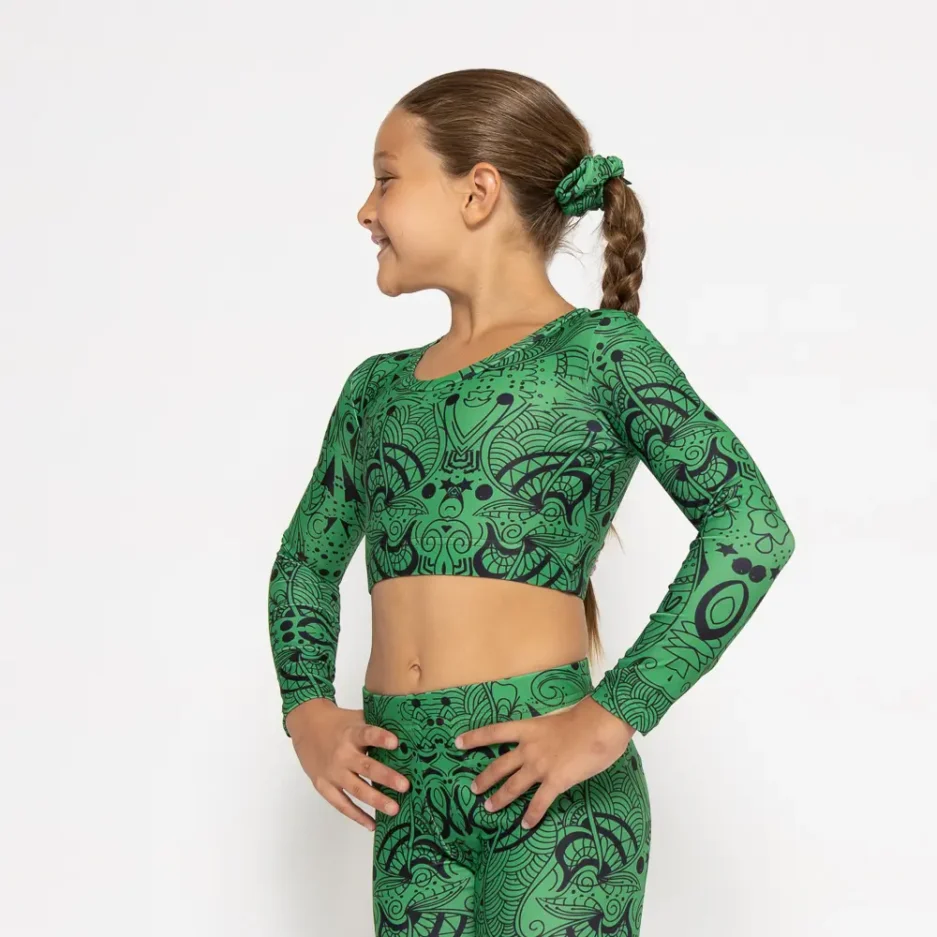 Girl’s Green Totemia Long Sleeve Top – Vasiliki